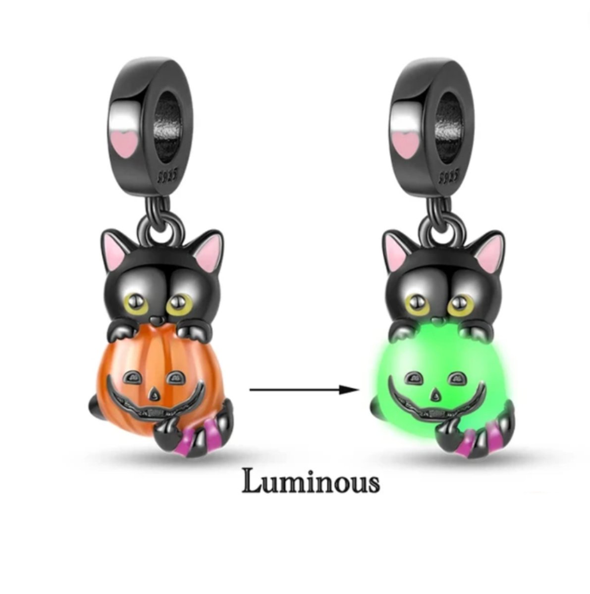 Charm Halloween Gatito Negro con Calabaza – Palace Jewelry